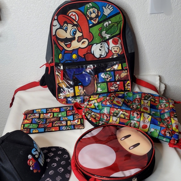 Nintendo | Accessories | Nintendo Kids Backpack Set Red And Black ...